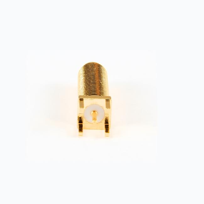 RF Brass/Gold Plating Straight Head PCB Mounting Connector - Side View