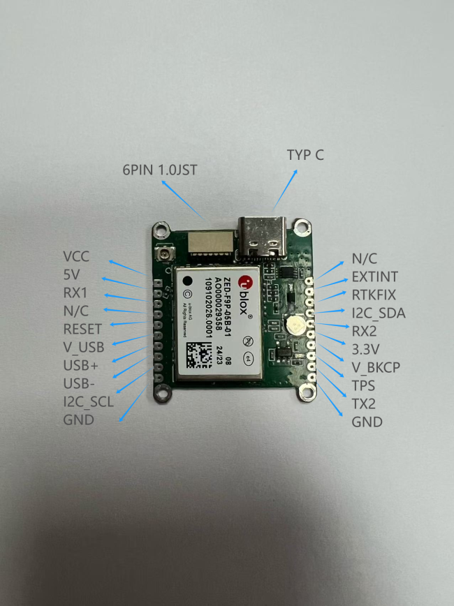 ZED-F9P-05B GPS Module Board top view