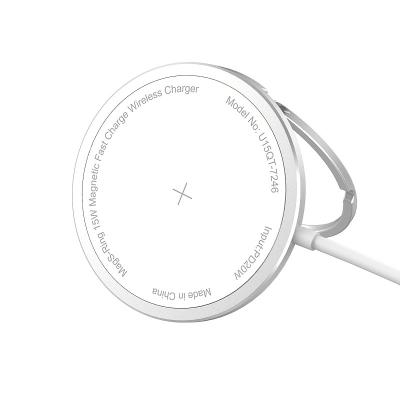 China carregador sem fio ultra fino de φ56 X6mm, carregador 15W rápido magnético com metal Ring Stand à venda