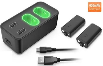 Китай заряжатель батареи аксессуаров игры 550mA*2 XBOX с 2 блоками батарей 600mAh продается