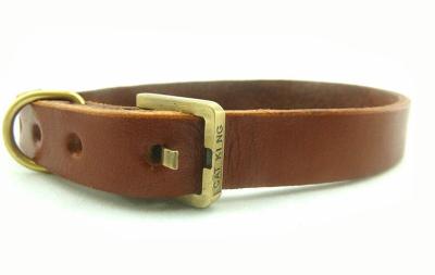 China Durable Pet Leather Collar with Adjustable Buckle 2 Sizes for Medium Large Dogs for sale
