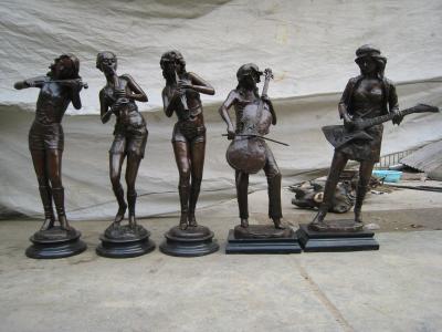 China Playing Music Bronze Sculpture For Garden Decoration for sale