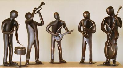 China playing music bronze figure sculpture for sale