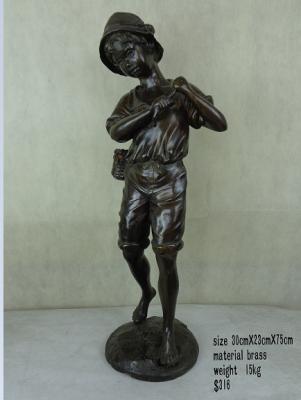China Small Cast Bronze Little Boy Sculpture for sale