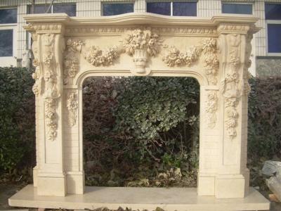 China Travertine Arched Grape Fireplace Surround for sale
