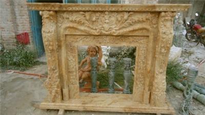 China Freestanding Arched Stone Fireplaces Carving Flowers for sale