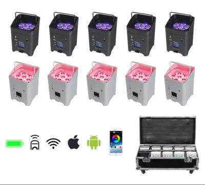 Cina DMX 6pcs 18W RGBWA UV 6IN1 Batteria azionata Uplighting Batteria LED Par Can in vendita