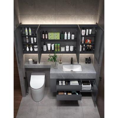 China Kundenspezifische Badezimmer-Waschtische Schiefer-Waschbecken-Toiletten-Kombination Intelligenter LED-Spiegelschrank zu verkaufen