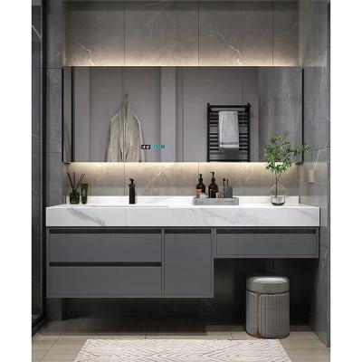 China Kundenspezifische Badezimmer-Waschtische Schiefer-Waschbecken-Toiletten-Kombination Intelligenter LED-Spiegelschrank zu verkaufen