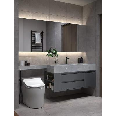 China Kundenspezifische Badezimmer-Waschtische Schiefer-Waschbecken-Toiletten-Kombination Intelligenter LED-Spiegelschrank zu verkaufen