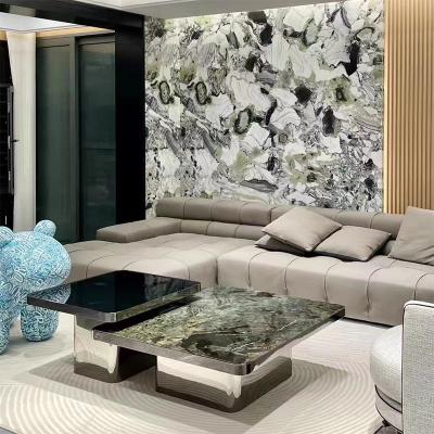 Cina Emerald Green Onyx Marble Slab lucidato pietra naturale per la decorazione della parete interna in vendita