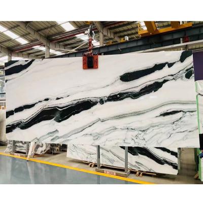 Cina Il nero venato la lastra naturale di marmo bianca della pietra del marmo di Panda White Wall Flooring Stairs in vendita