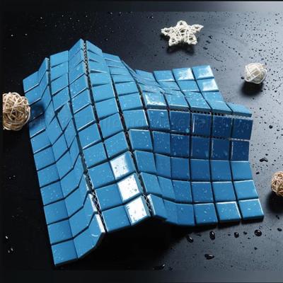 Cina Piscina quadrata mosaico piastrelle piscine interne pesce ceramica paesaggio esterno parete terra blu in vendita