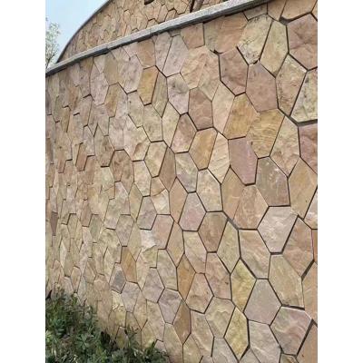 Cina 3D Natural Marble Stones Random Rusty Slate Meshed Flagstone Pavimenti da giardino esterno Piastrelle da parete in vendita
