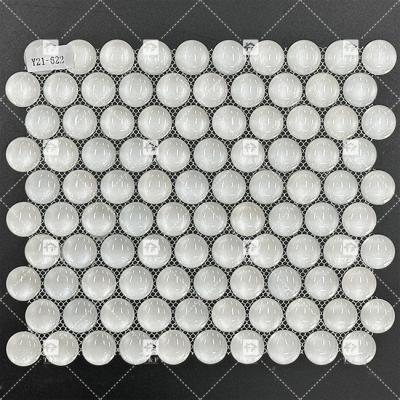 Cina Unico vetro rotondo in mosaico di cabochon piastrelle bagno cucina Moeden Decorativo in vendita