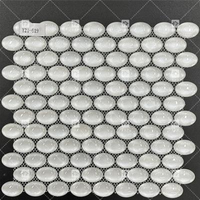 Cina Unico vetro rotondo in mosaico di cabochon piastrelle bagno cucina Moeden Decorativo in vendita