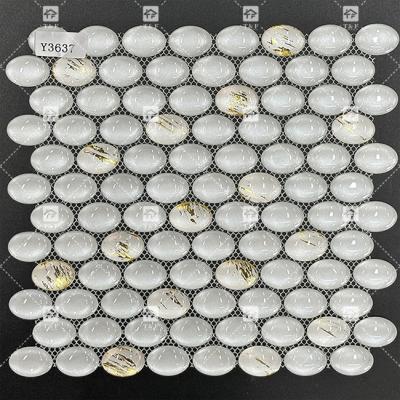 Cina Unico vetro rotondo in mosaico di cabochon piastrelle bagno cucina Moeden Decorativo in vendita