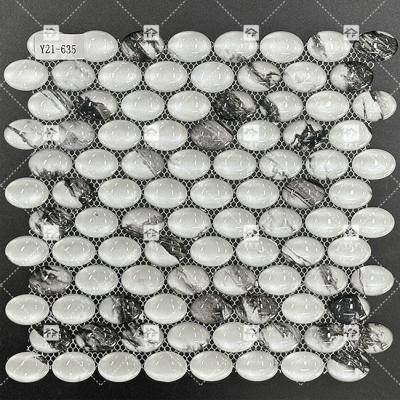 Cina Unico vetro rotondo in mosaico di cabochon piastrelle bagno cucina Moeden Decorativo in vendita