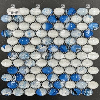 Cina Unico vetro rotondo in mosaico di cabochon piastrelle bagno cucina Moeden Decorativo in vendita