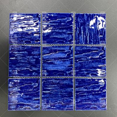 Cina Piscina blu Piastrelle di mosaico Piastrelle di parete in cucina a forma quadrata in vendita