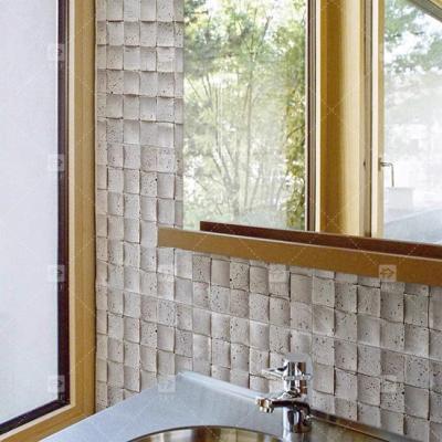 Cina Marmo naturale Beige Travertino Mosaico Pavimento Parete Piastrella Concavo Sfondo Parete Cultura Piastrella in vendita