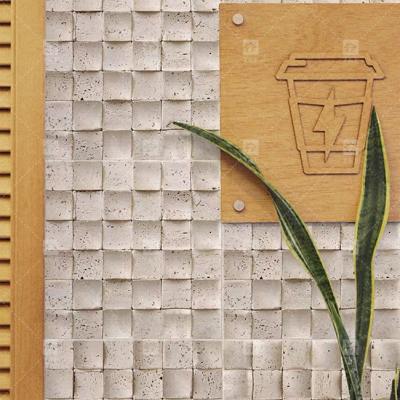 Cina Marmo naturale Beige Travertino Mosaico Pavimento Parete Piastrella Concavo Sfondo Parete Cultura Piastrella in vendita