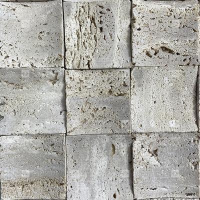 Cina Marmo naturale Beige Travertino Mosaico Pavimento Parete Piastrella Concavo Sfondo Parete Cultura Piastrella in vendita