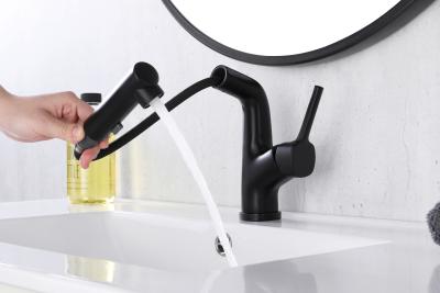 Cina Rubinetti di Matte Black Brass bagno Basin con il lavandino girante della singola maniglia dello spruzzatore in vendita