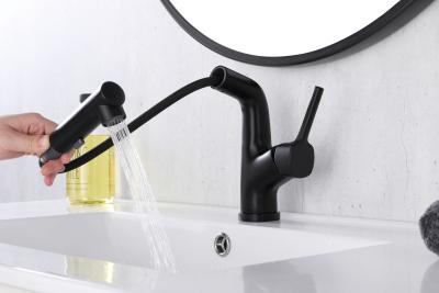 Cina Rubinetti di Matte Black Brass bagno Basin con il lavandino girante della singola maniglia dello spruzzatore in vendita