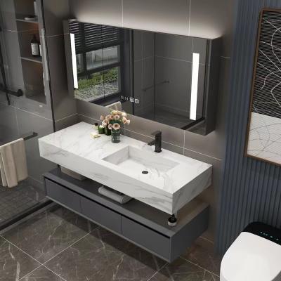 Cina Legno solido superiore di galleggiamento dell'ardesia del lavandino di vanità del bagno del supporto della parete di OEM/ODM in vendita
