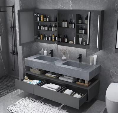 Cina Legno solido superiore di galleggiamento dell'ardesia del lavandino di vanità del bagno del supporto della parete di OEM/ODM in vendita