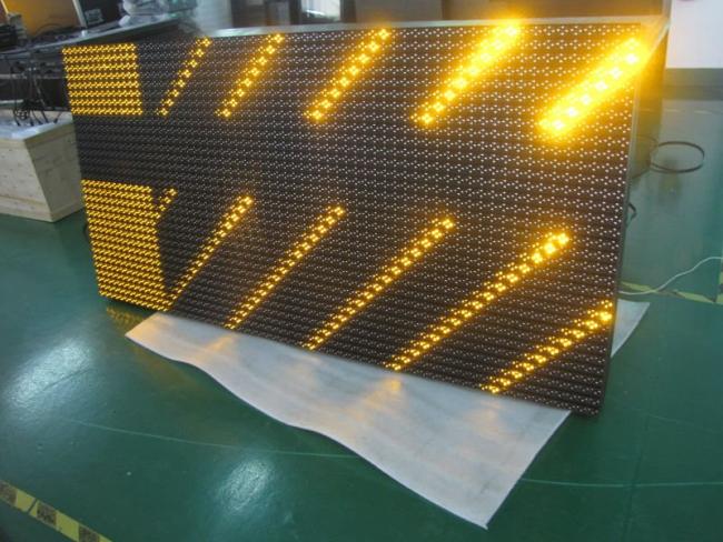 LED traffic warning sign in use