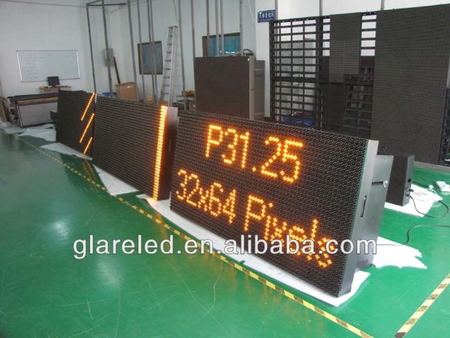 Close-up of LED traffic warning sign