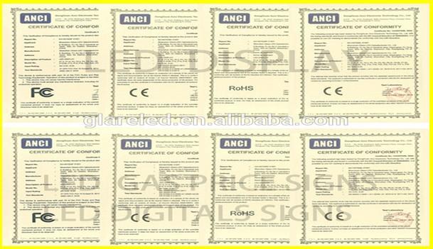 Product certifications including CE, RoHS, FCC