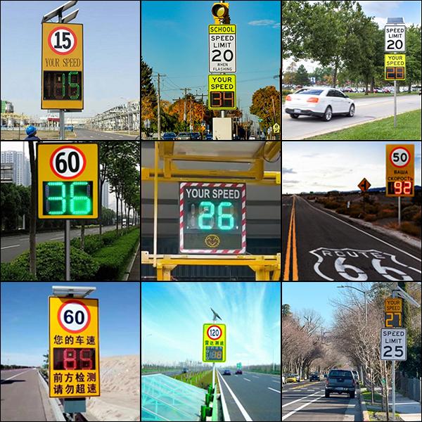 Quality Solar Powered LED Radar Speed Sign with 100M Detection Range for sale