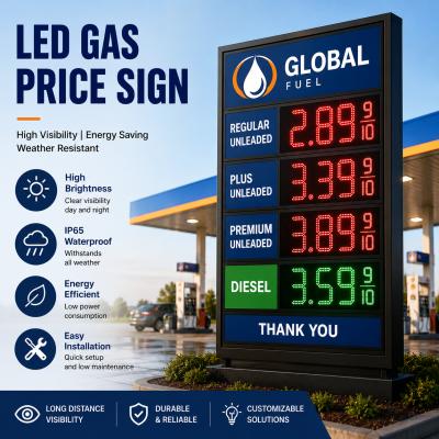 China High Brightness LED Fuel Price Signs for Gas Stations | Smart Digital Petrol Price Display Boards with Remote Control, Waterproof Outdoor LED Fuel Price Totem Solutions for USA, Europe & Global Fuel R for sale