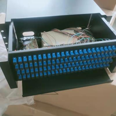 China ROHS Rack Double Sliding Drawer 96 Port Fiber Patch Panel SC UPC 4U Patch Panel for sale