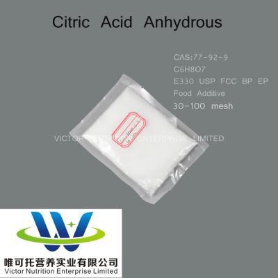 China Anhydrous Citric Acid 30-100mesh Food and Beverage Grade for Customized Requirements for sale