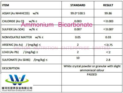 China Ammoniumbicarbonaat CH5no3 Voedingsmiddelenbakkerijadditieven Zwellingsmiddel CAS 1066-33-7 Te koop