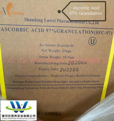 Cina Luwei Cspc Huazhong Vitamina C DC97 Acido ascorbico 97% Granulazione rivestita 97% Formula C6H8O6 in vendita