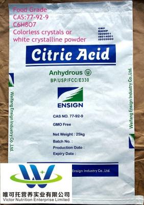 Cina Acido citrico anidro CAS n. 77-92-9 con valore nutrizionale e durata di conservazione di 12 mesi in vendita