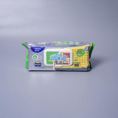 China Thickened Oil Stain Kitchen Cleaning Wet Wipes Disposable Non-woven Cleaning Wet Wipes for sale