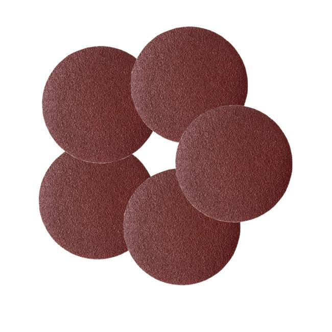 Red aluminum oxide sandpaper discs in various sizes