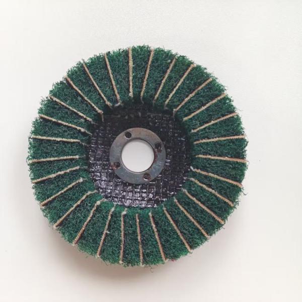 Quality Green Non Woven Nylon Abrasive Flap Disc Pad 100mm 115mm For Metal for sale