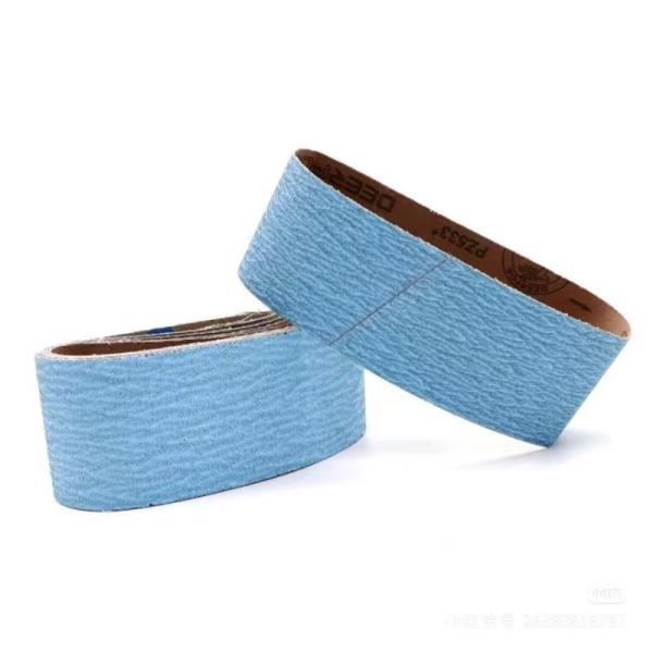 Quality DEERFOS Zirconia Abrasive Sanding Belt 610x100mm with Ceramic-Cloth Backing for Heavy-Duty Grinding for sale