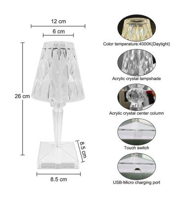 Cina Salone a comando a tocco della lampada da tavolo di RGB Crystal Desk Light Acrylic Rechargeable in vendita