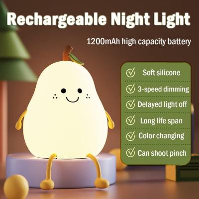 Cina Lampada da tavolo d'attenuazione ricaricabile del silicone di USB della pera del LED della luce notturna astuta della frutta in vendita