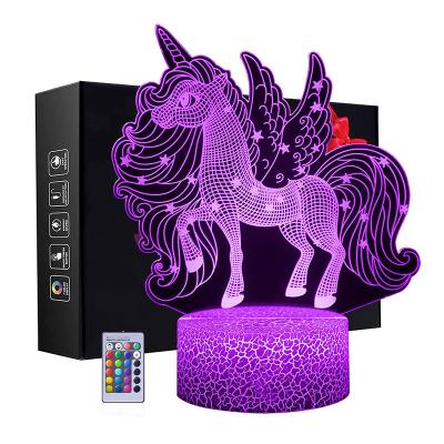 Cina regalo di compleanno della luce notturna di 2W 170mm 3D LED 3D Unicorn Lamp in vendita