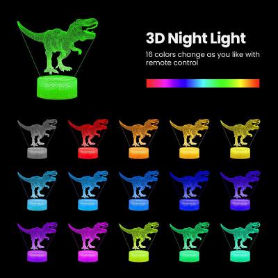 Cina colori della lampada 16 del dinosauro di 36V 3D che cambiano illuminazione telecomandata di plastica acrilica in vendita
