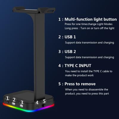 Cina Supporto della cuffia avricolare principale CE ambientale della luce notturna di RGB 26.7cm per il desktop del computer in vendita